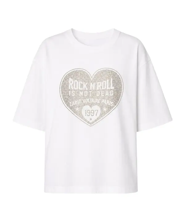 Zadig&Voltaire Heart Motif Rhinestone Embellished T-shirt - White