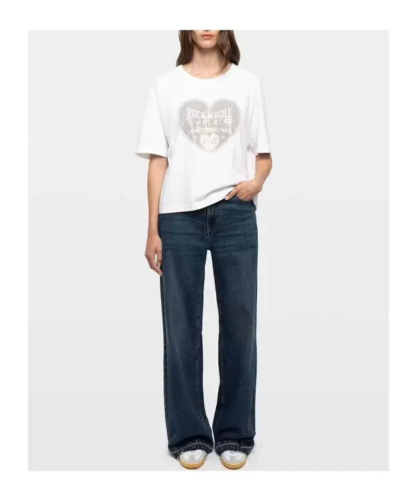 Zadig&Voltaire Heart Motif Rhinestone Embellished T-shirt