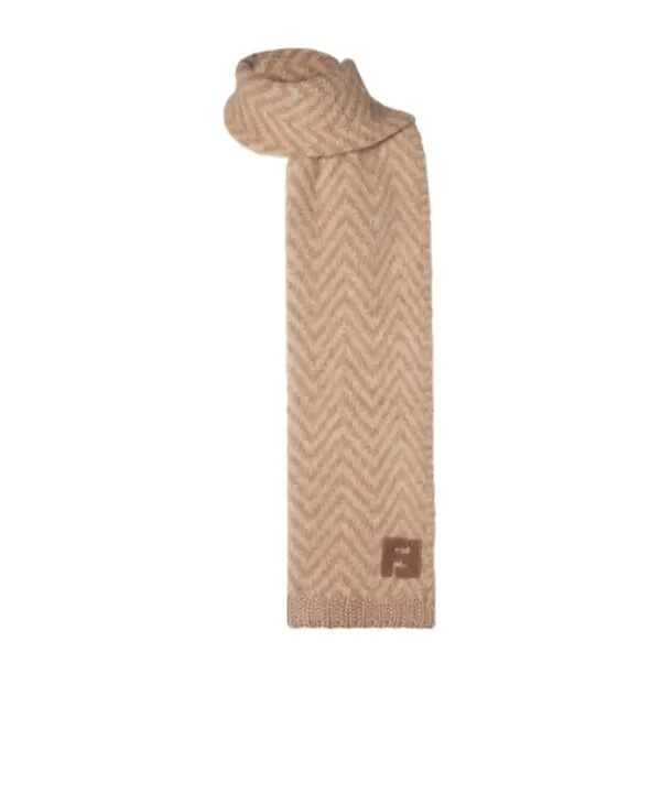 Fendi Ff Chevron Knitted Scarf