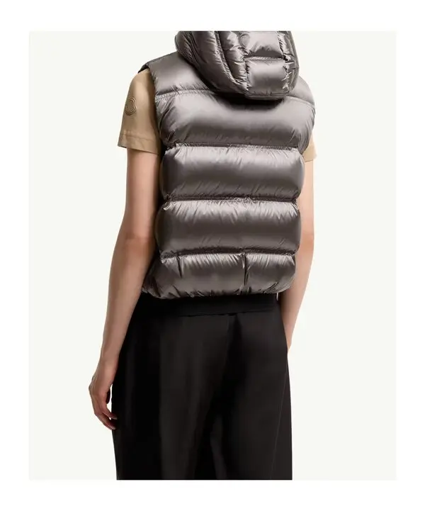 Moncler Fluidite Hooded Down Vest - Silver