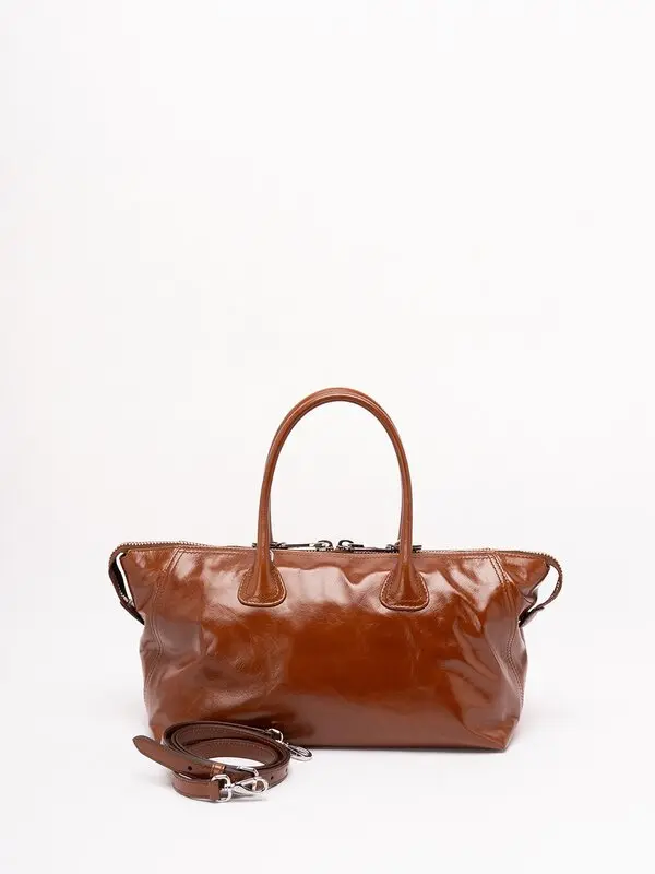 Miu Miu Logo-embossed Leather Tote Bag - Brown