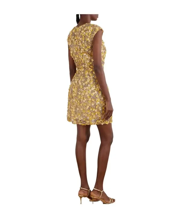Oscar De La Renta Embellished Tulle Mini Dress - Nude