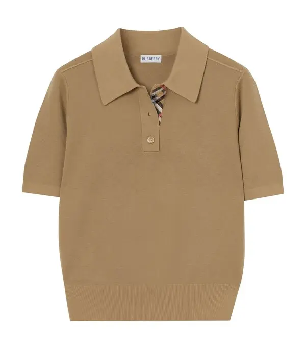 Burberry Wool Check-detail Polo Shirt - Beige
