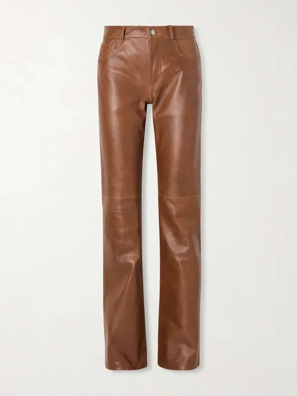 HAIKURE Flora Paneled Leather Straight-leg Pants - Black