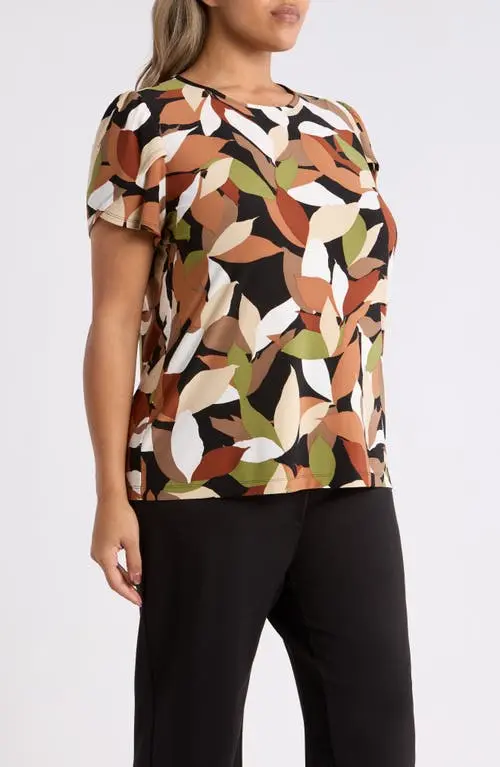 Anne Klein Foliage Print Tulip Sleeve Top