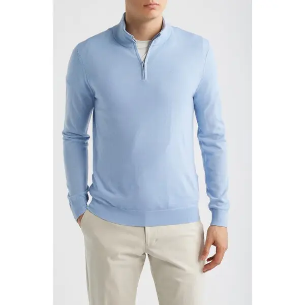 REISS Blackhall Wool Quarter Zip Sweater - Soft Blue
