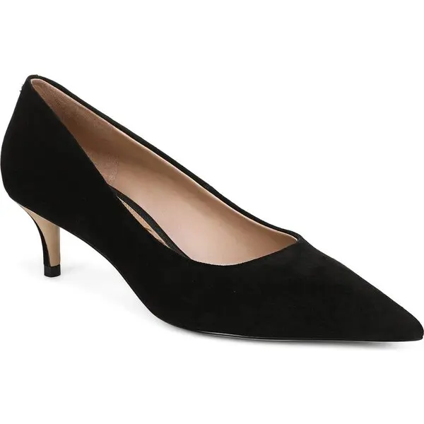 Sam Edelman Pointed Toe Kitten Heel Pumps - Black