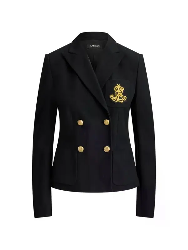 Ralph Lauren Double-breasted Piqué Blazer With Embroidered Logo