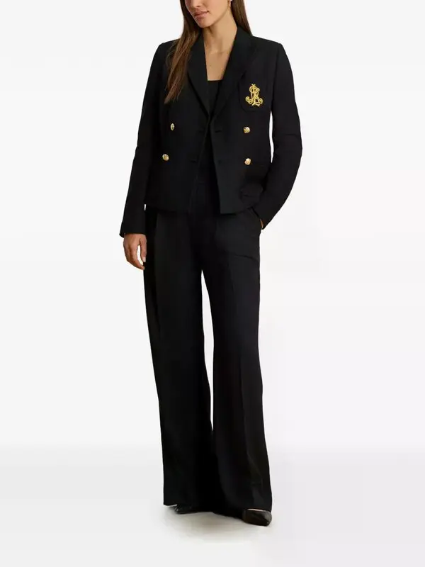Ralph Lauren Double-breasted Piqué Blazer With Embroidered Logo