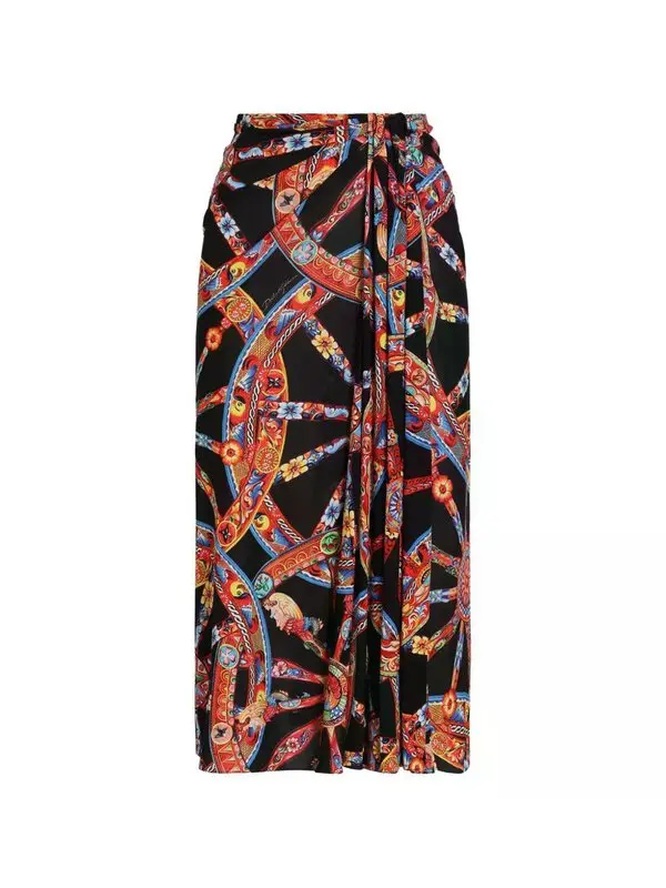 Dolce & Gabbana Carretto-print Viscose Jersey Midi Skirt