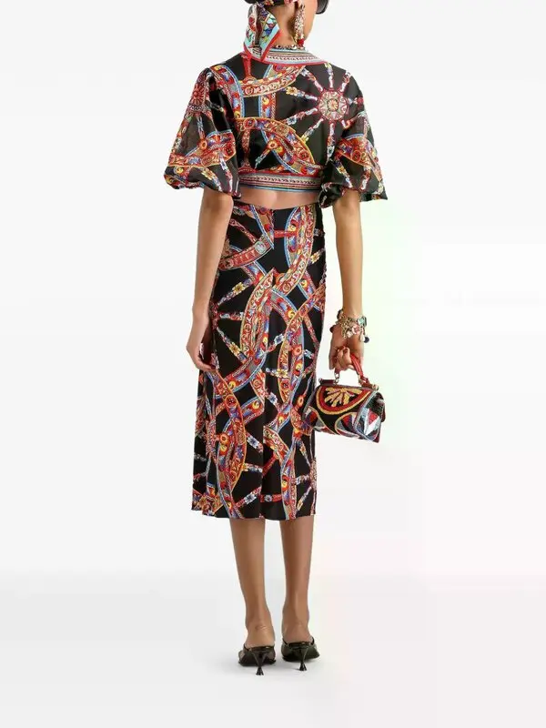Dolce & Gabbana Carretto-print Viscose Jersey Midi Skirt