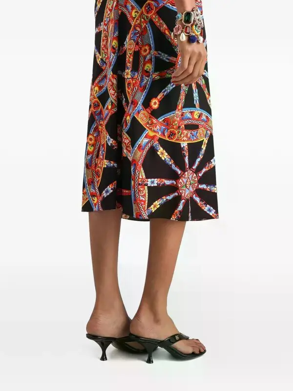Dolce & Gabbana Carretto-print Viscose Jersey Midi Skirt