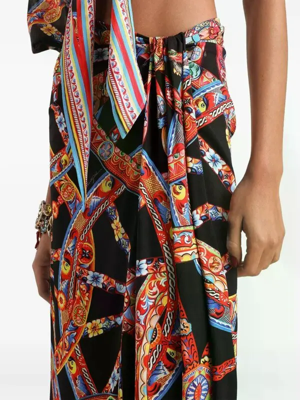 Dolce & Gabbana Carretto-print Viscose Jersey Midi Skirt