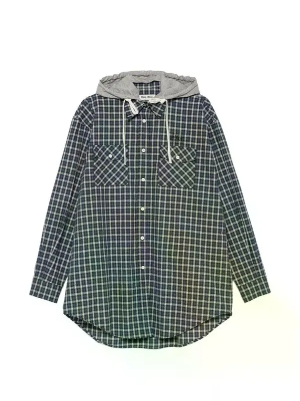Miu Miu Check Pattern Hooded Shirt