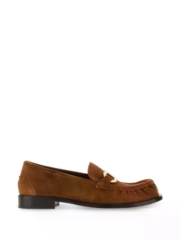 FERRAGAMO Maryan Suede Loafers With Gold-tone Gancini Plaque - Brown