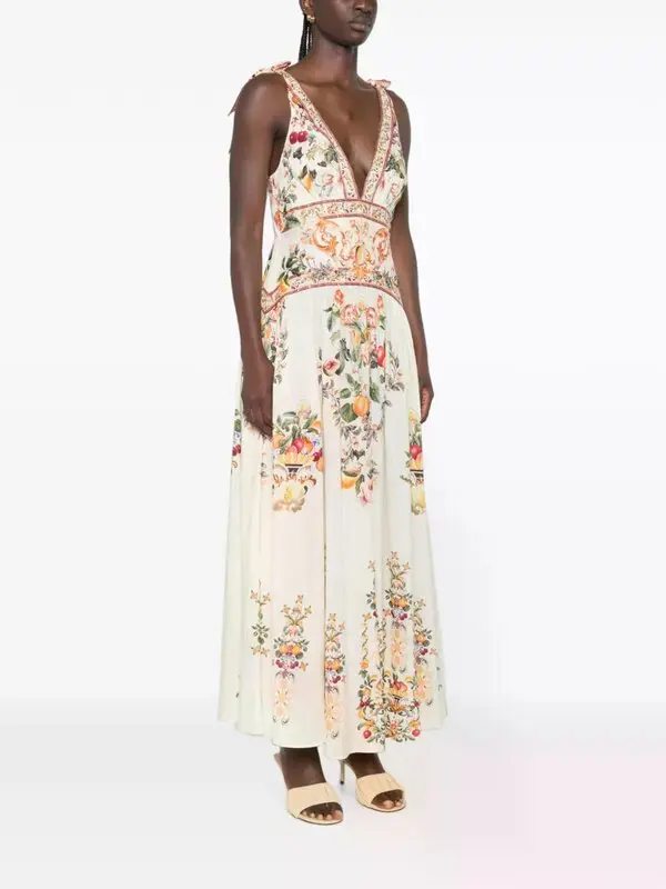 Camilla Fruit Print Tie Strap Maxi Dress