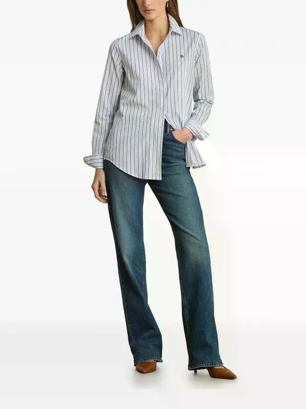 Ralph Lauren Striped Embroidered Logo Cotton Shirt