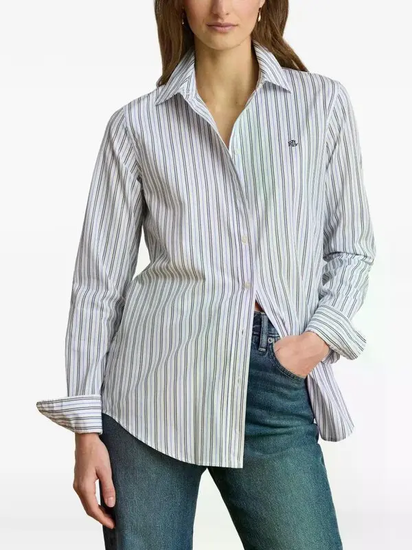 Ralph Lauren Striped Embroidered Logo Cotton Shirt