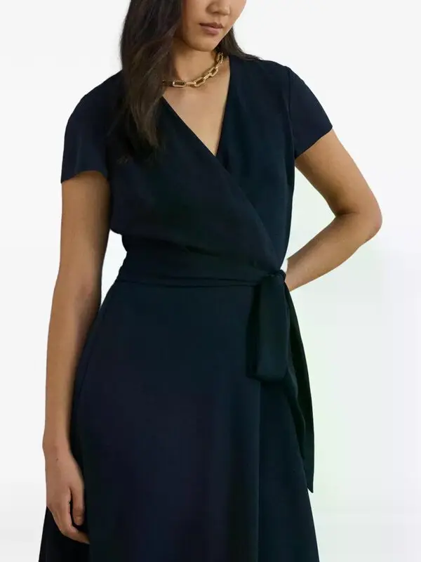 Ralph Lauren Belted Georgette Surplice Midi Dress - Blue