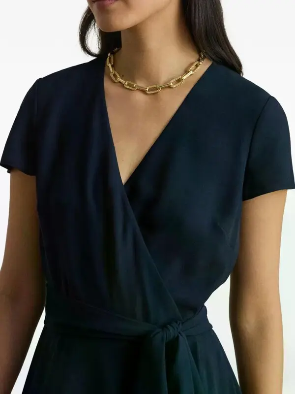 Ralph Lauren Belted Georgette Surplice Midi Dress - Blue