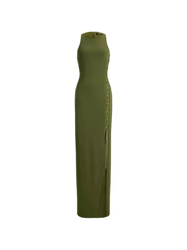 Ralph Lauren Lace-up Jersey Maxi Dress