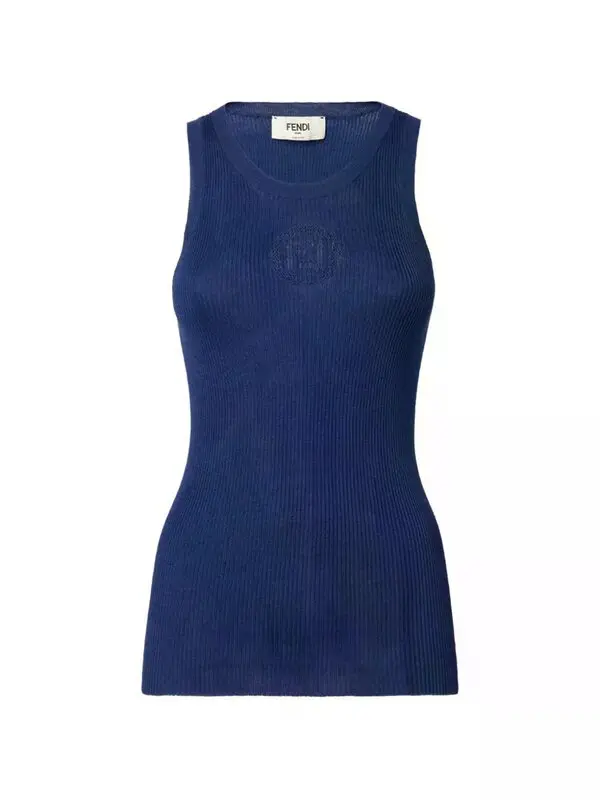 Fendi Ribbed-knit Ff-motif Sleeveless Top
