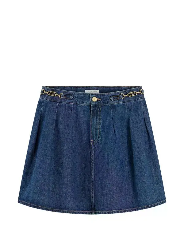 Tommy Hilfiger Pleated Logo Plaque Mini Skirt