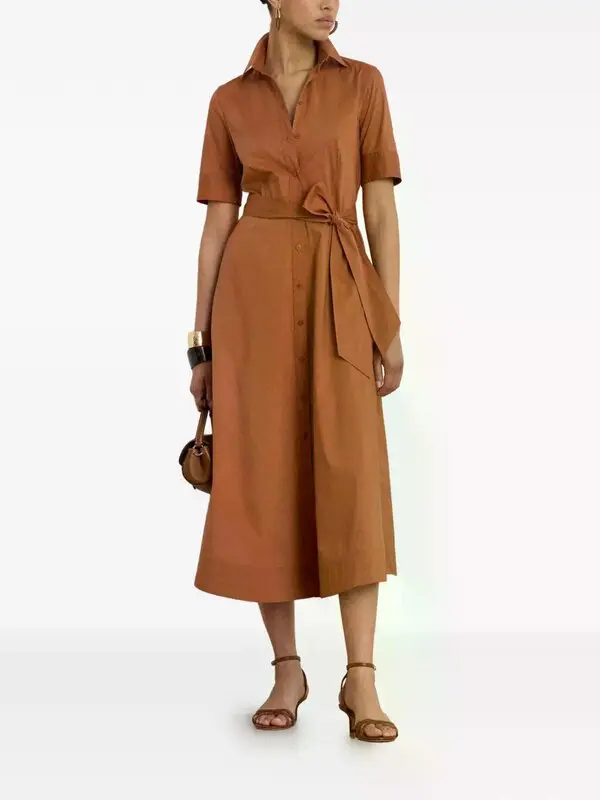 Ralph Lauren Belted Stretch Midi Shirt Dress