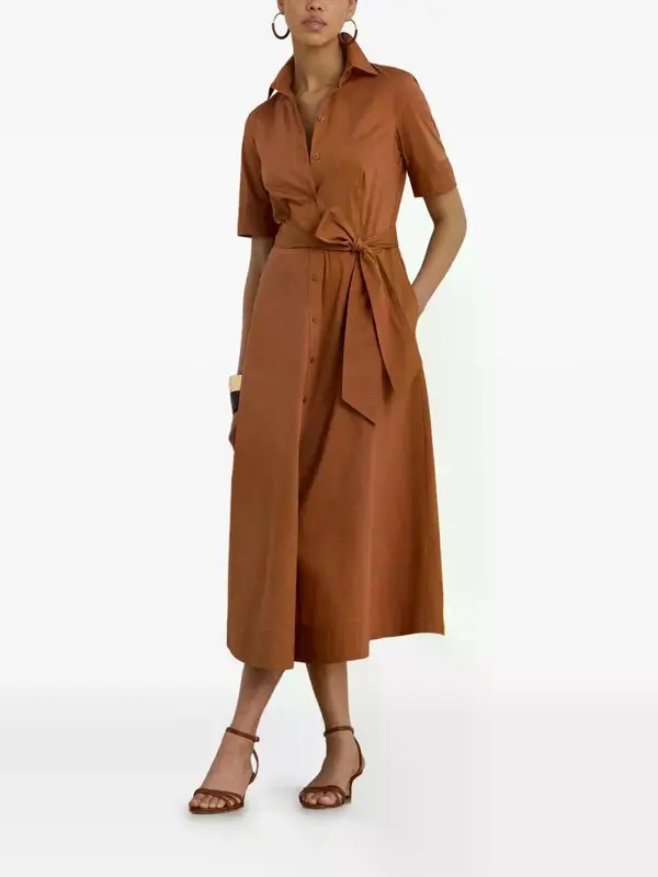 Ralph Lauren Belted Stretch Midi Shirt Dress