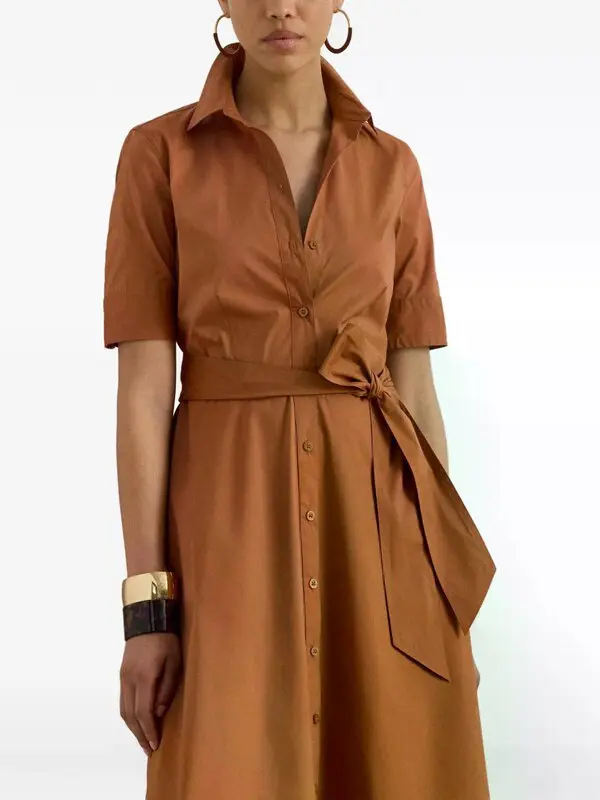 Ralph Lauren Belted Stretch Midi Shirt Dress