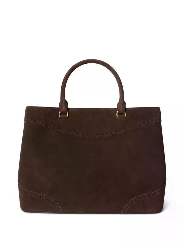 Ralph Lauren Marcy Perforated Suede Satchel Bag