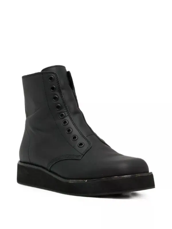 Yohji Yamamoto Mat Oil Leather Square Toe Zip Boots