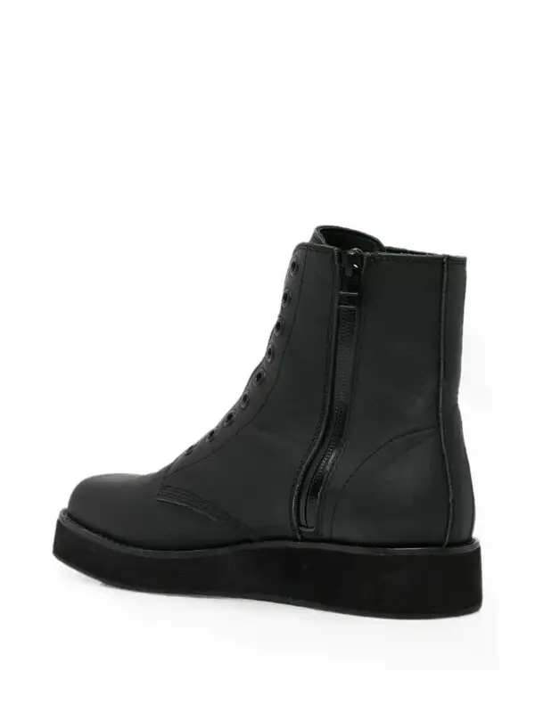 Yohji Yamamoto Mat Oil Leather Square Toe Zip Boots