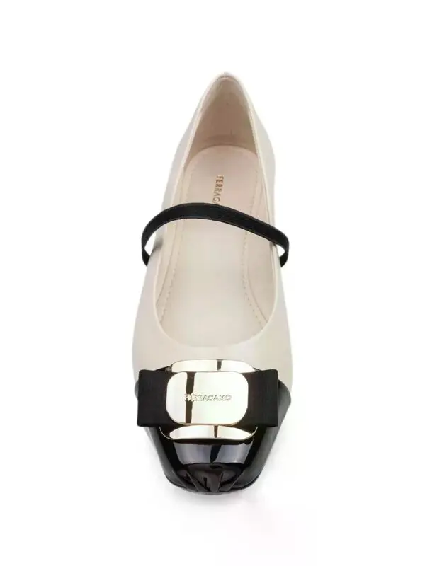 FERRAGAMO Patent Leather Ballet Flats With Bow Detailing