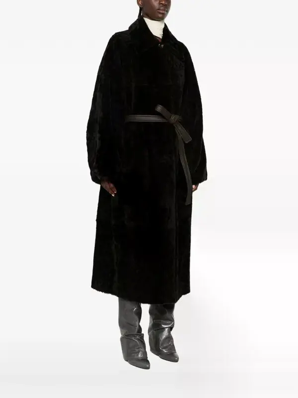 BLANCHA Belted Shearling Coat