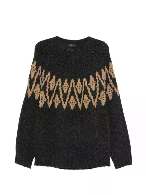 DONDUP Intarsia Knit Raglan Sleeve Sweater