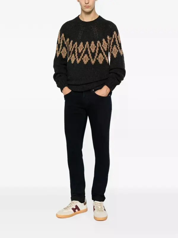 DONDUP Intarsia Knit Raglan Sleeve Sweater