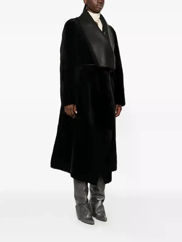BLANCHA Shearling And Leather Panel Coat