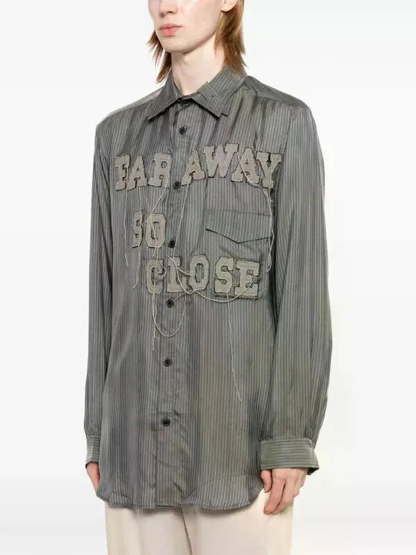 Yohji Yamamoto Patch-detail Pinstripe-print Shirt