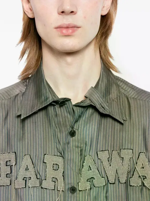 Yohji Yamamoto Patch-detail Pinstripe-print Shirt