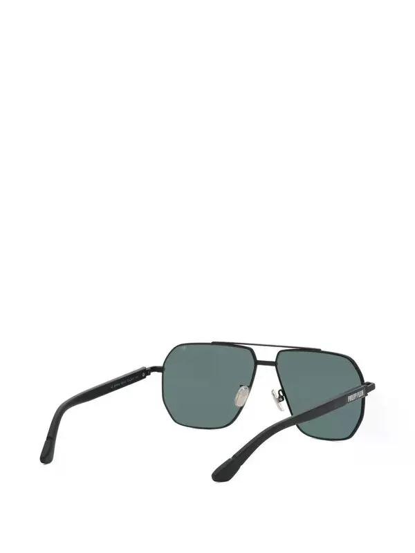 Philipp Plein Geometric Frame Double Bridge Sunglasses