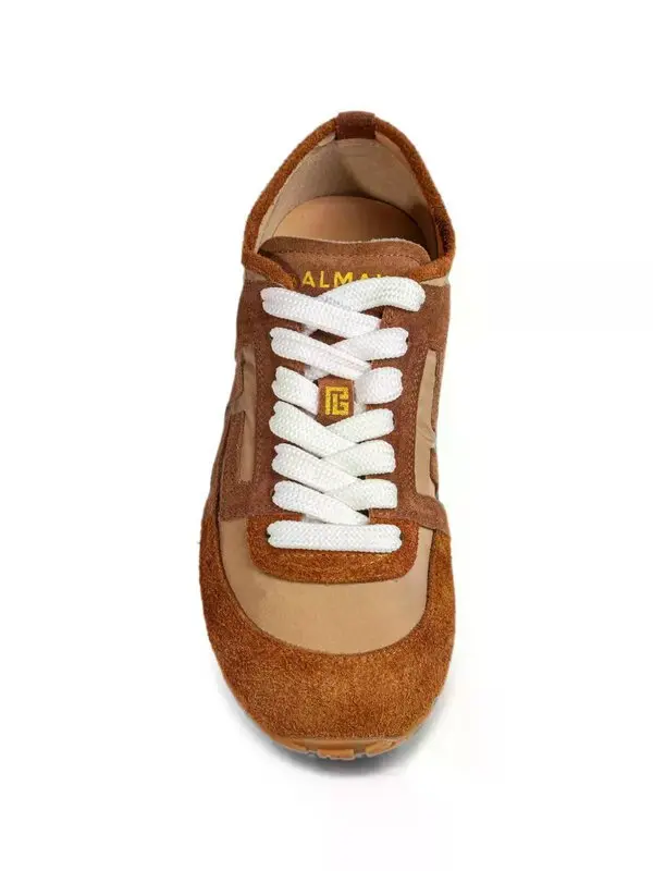 Balmain Racer 45 Suede Panelled Sneakers - Brown