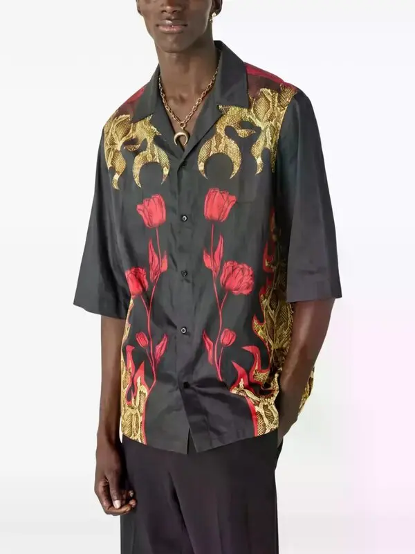 MARINE SERRE Flowers-printed Bowling Shirt