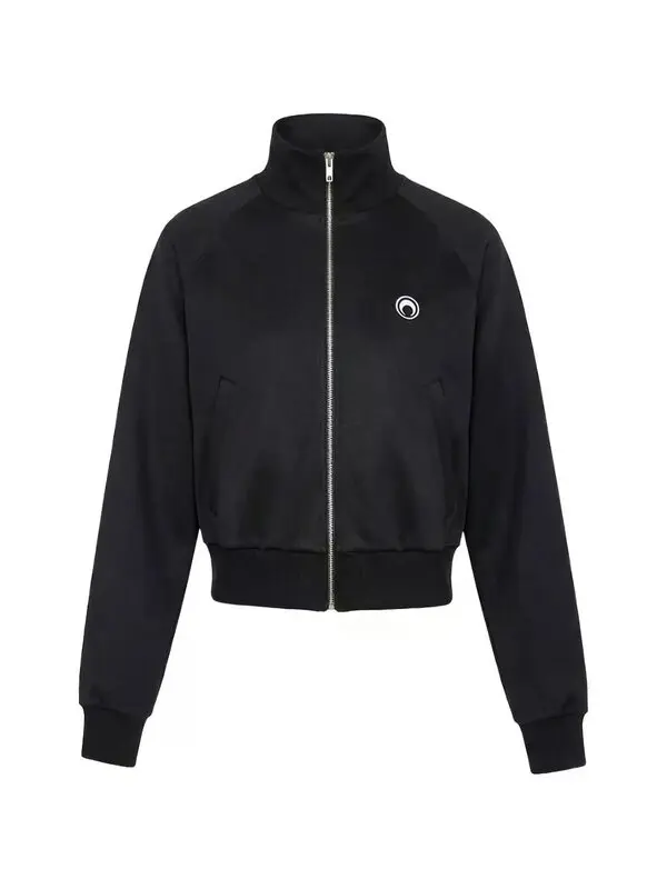 MARINE SERRE Embroidered Crescent Moon Logo Zipped Sweatshirt In Organic Cotton