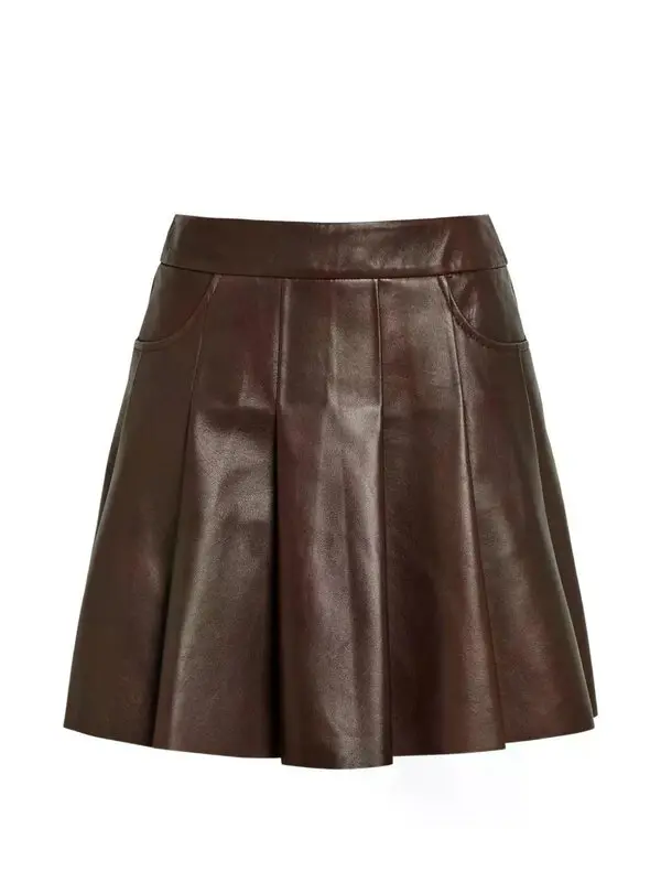 Nour Hammour Pleated Leather Mini Skirt