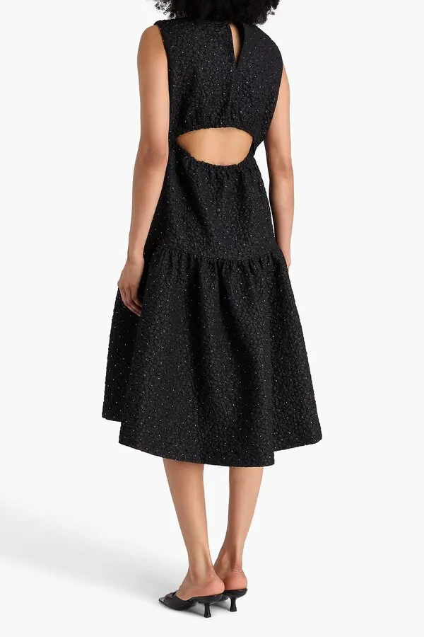 Maje Crystalembellished Tiered Cloqué Midi Dress