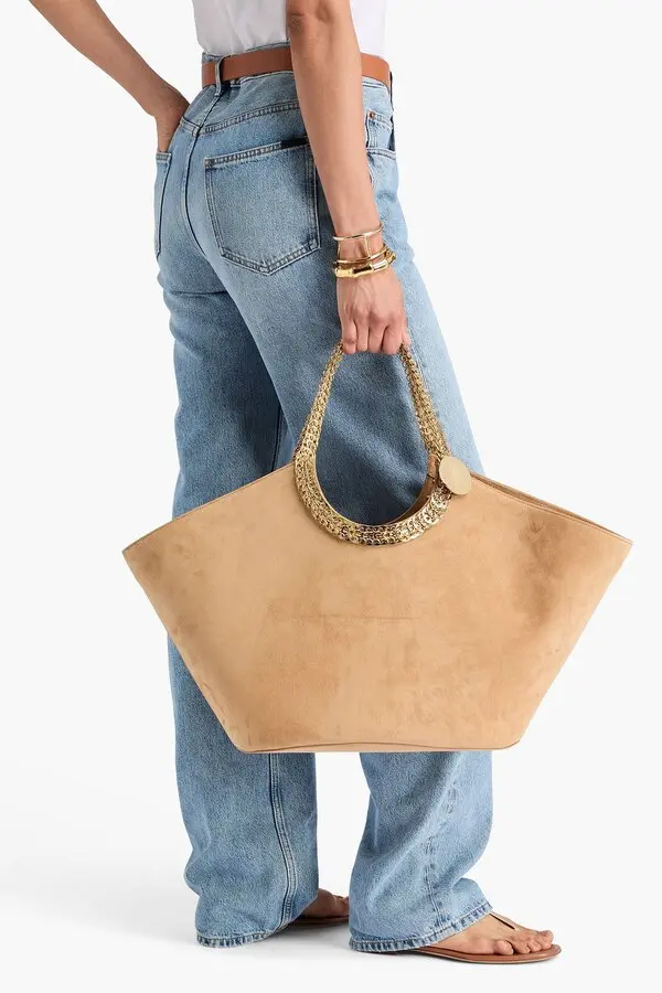 Rabanne Cabas Disclink Embellished Suede Tote