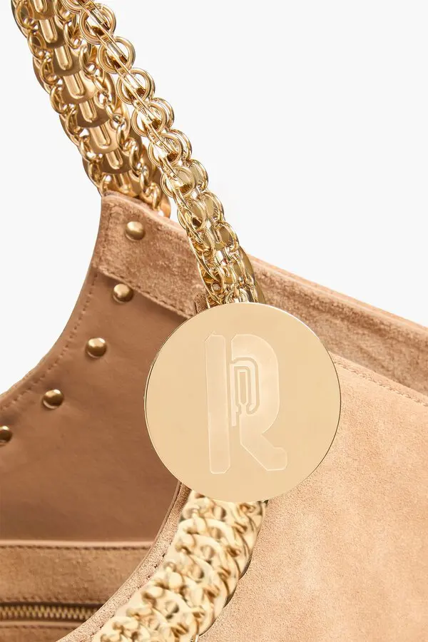 Rabanne Cabas Disclink Embellished Suede Tote