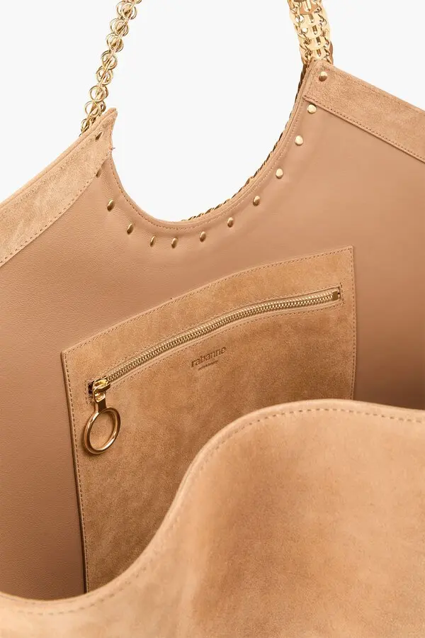 Rabanne Cabas Disclink Embellished Suede Tote