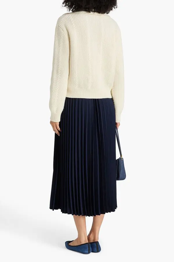 Sandro Striped Cableknit Woolblend Polo Sweater